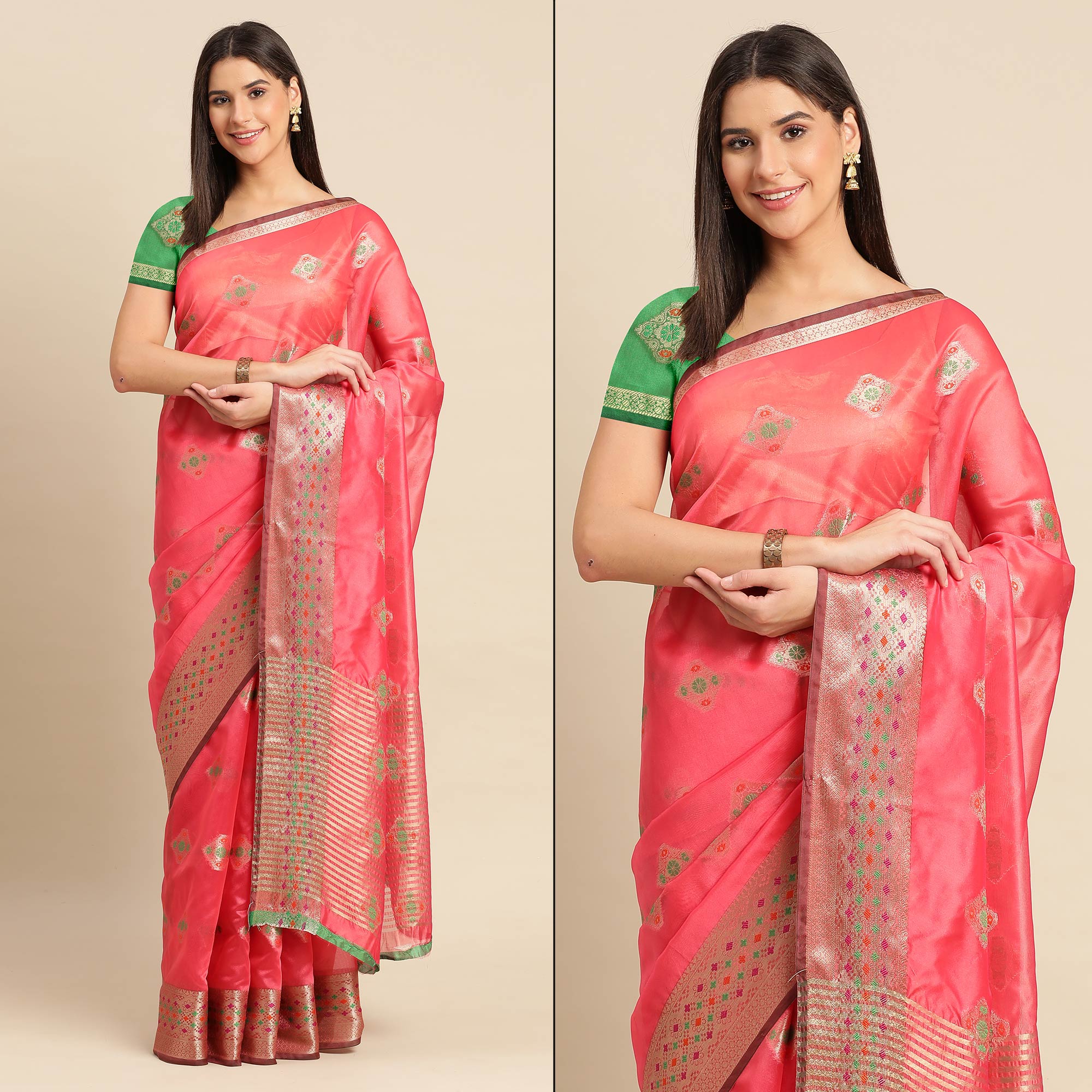 Gajari Woven Organza Saree