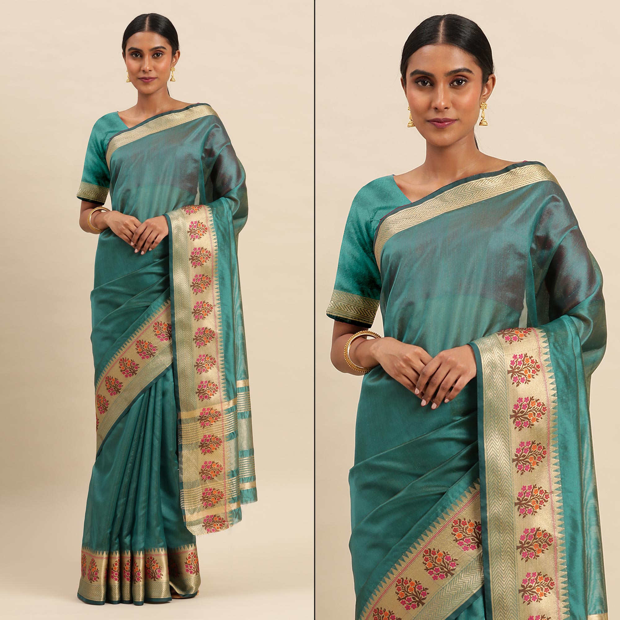 Morpich Woven Organza Saree