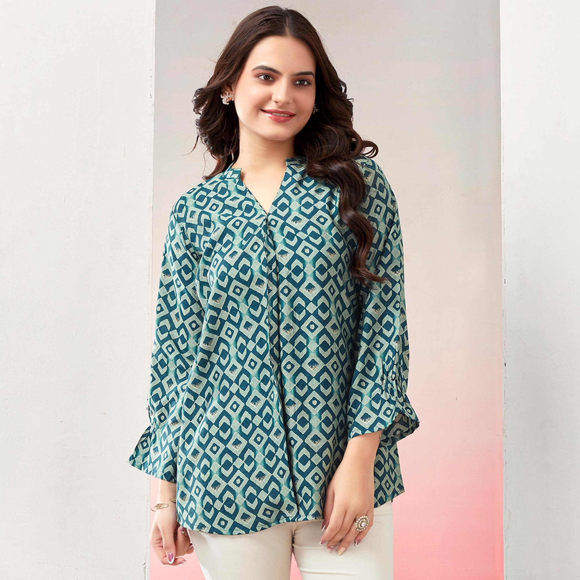 Morpich Printed Chanderi Silk Straight Top