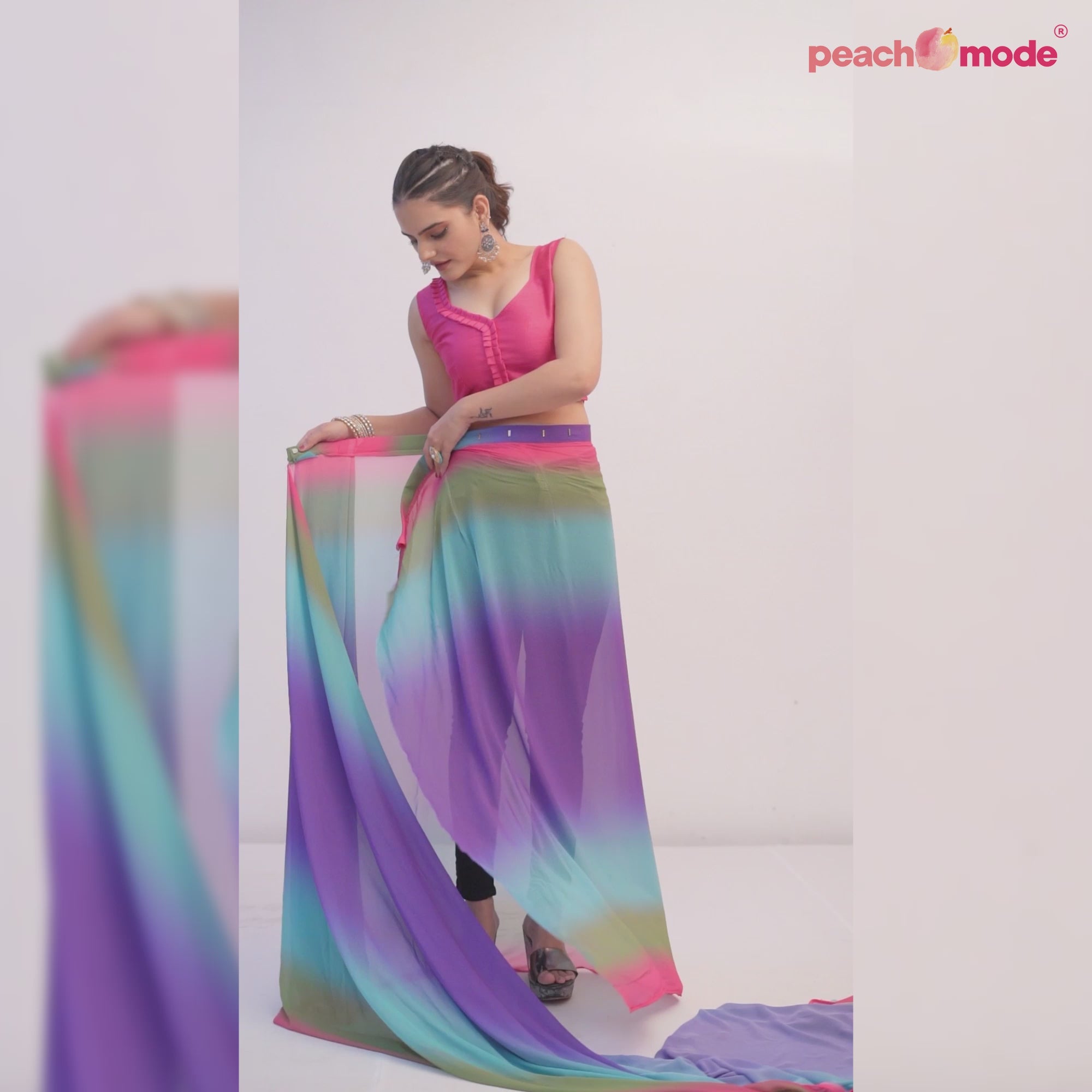 Multicolor Printed Georgette Saree Multicolor Printed Georgette Saree