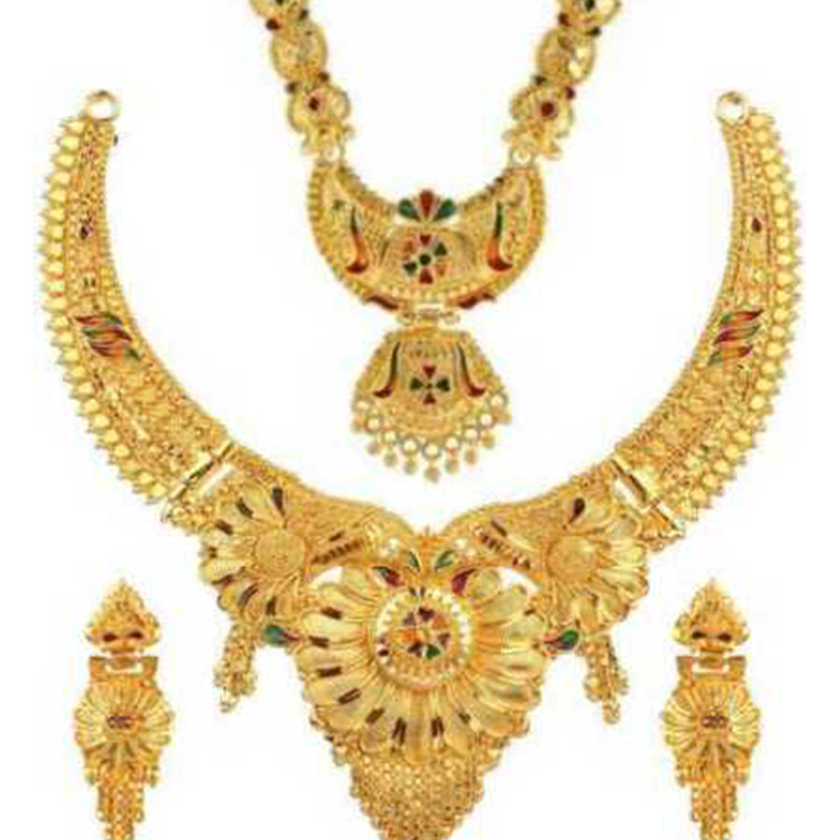 Gold Plated Short and Long Alloy Jewellery Combo Set