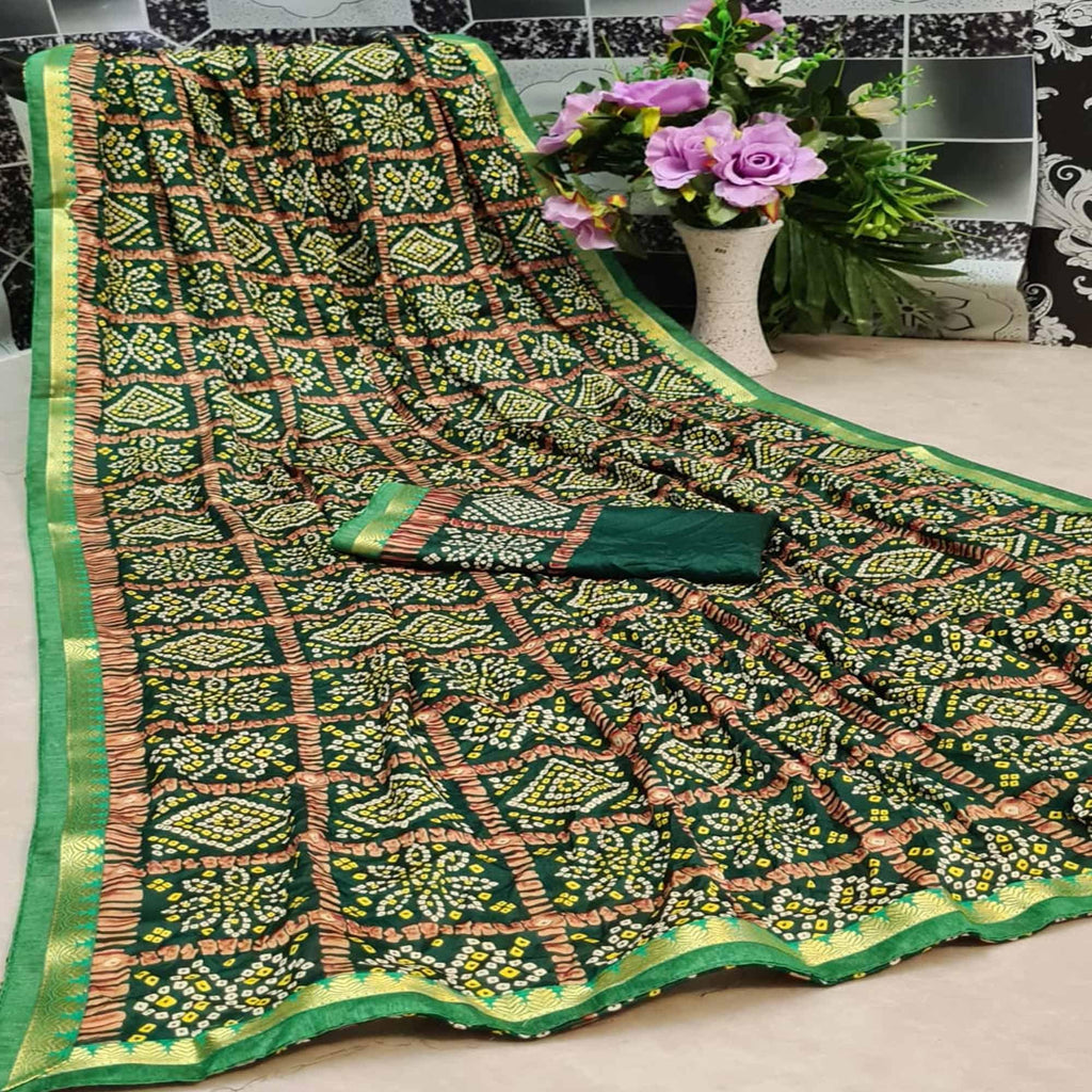 Flattering Green Colored Festive Wear Woven Moss Georgette Saree