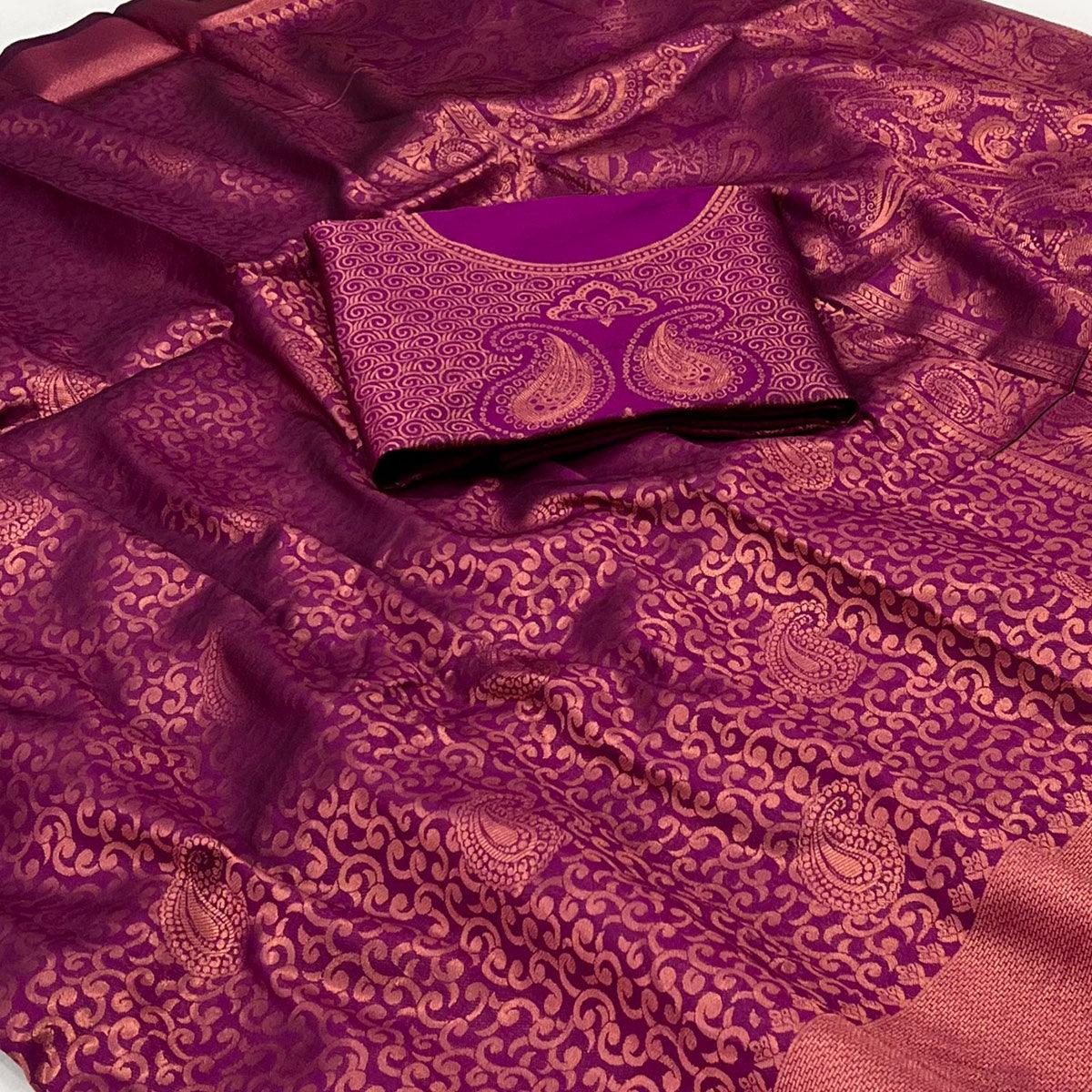 Violet Woven Jacquard Saree